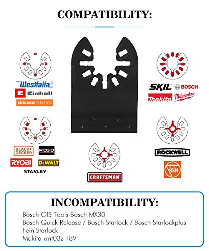 Housolution Metal/Wood Oscillating Tool Saw Blades, [50 PCS] Metal Universal Multitool Blades Kit, 34mm Quick Release Saw Blades Compatible for Dremel Porter Cable Fein Worx Milwaukee Bosch