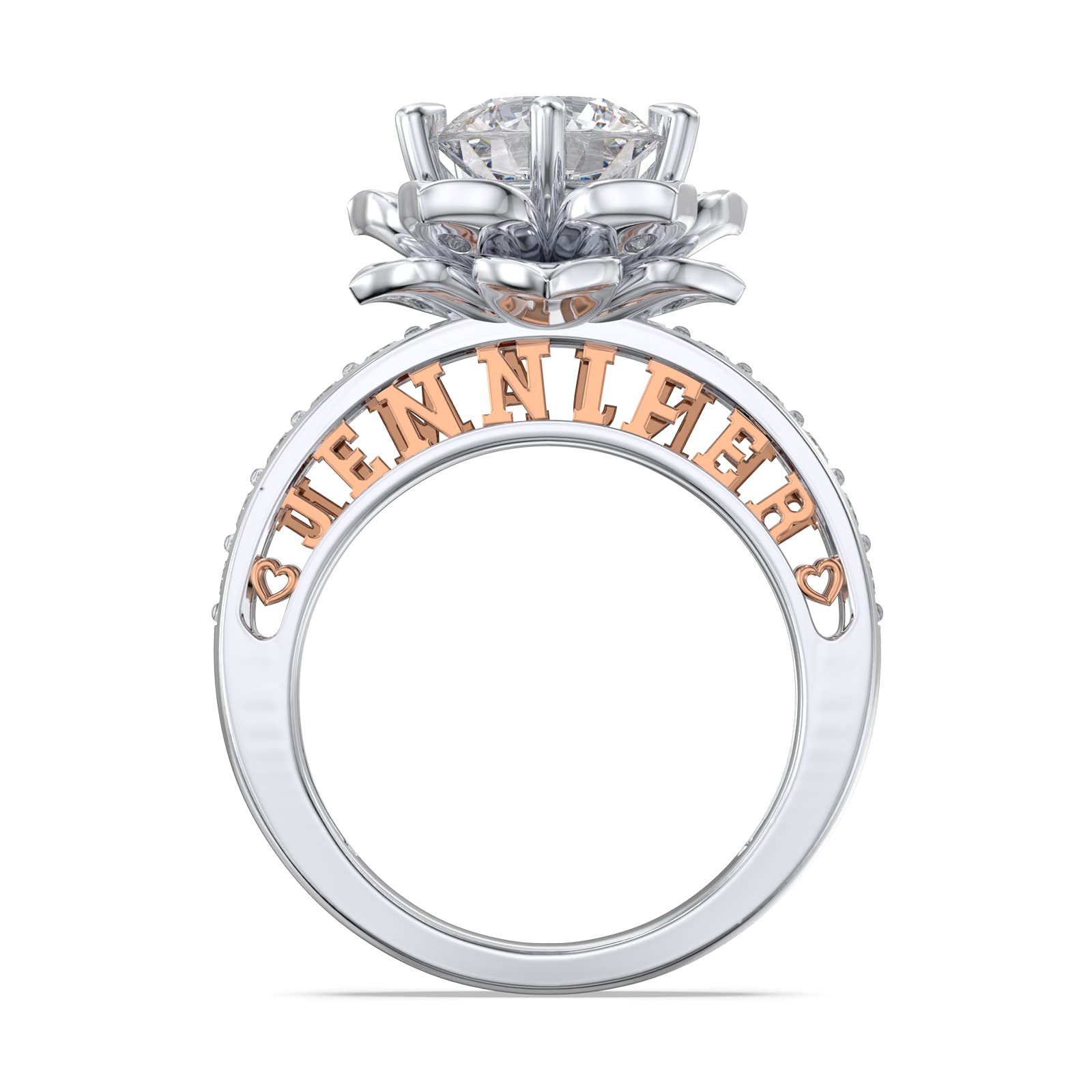 Moissanite Engagement Rings for Women, Personalized Names Ring Three Stone Moissanite Ring D Color Wedding Proposal Promise Ring for Her (Color 1)