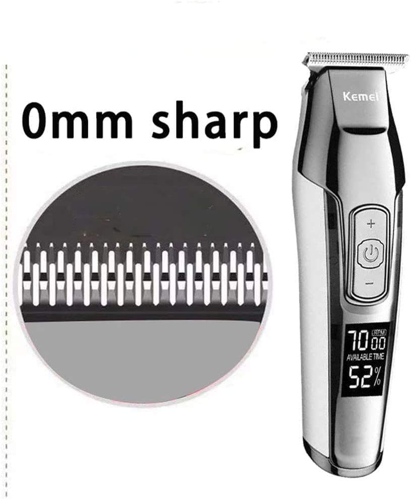 KEMEI Men's LCD Display Baldheaded Hair Clipper Professional Beard Hair Trimmer Tools Electric Haircut Cutter Machine Rechargeable Edger,Cordless and USB Rechargeable