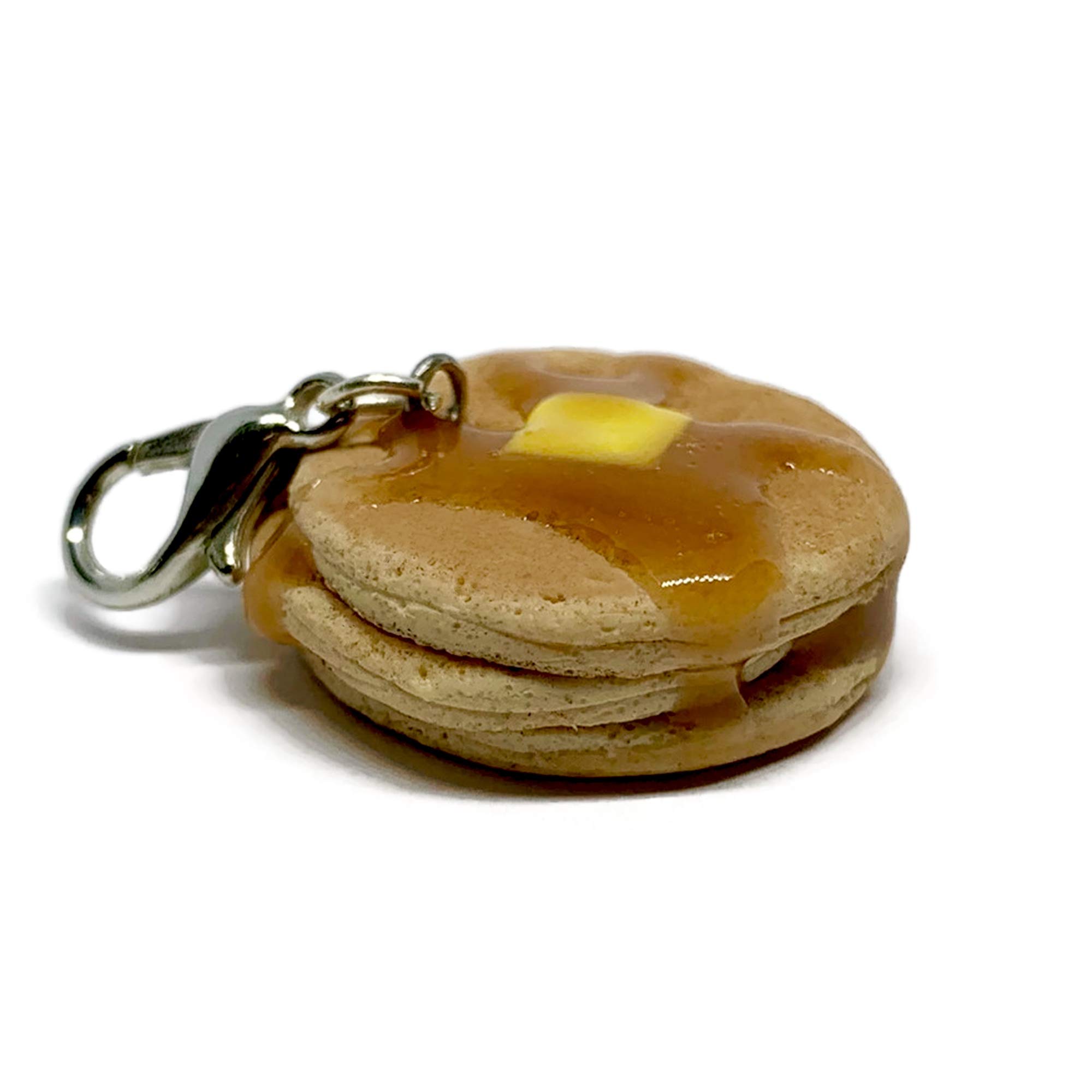 Handmade Pancakes Charm For Bracelet, Zipper Pull Charm With Durable Lobster Clasp, Food Themed Jewelry, Pancake Lover Gifts