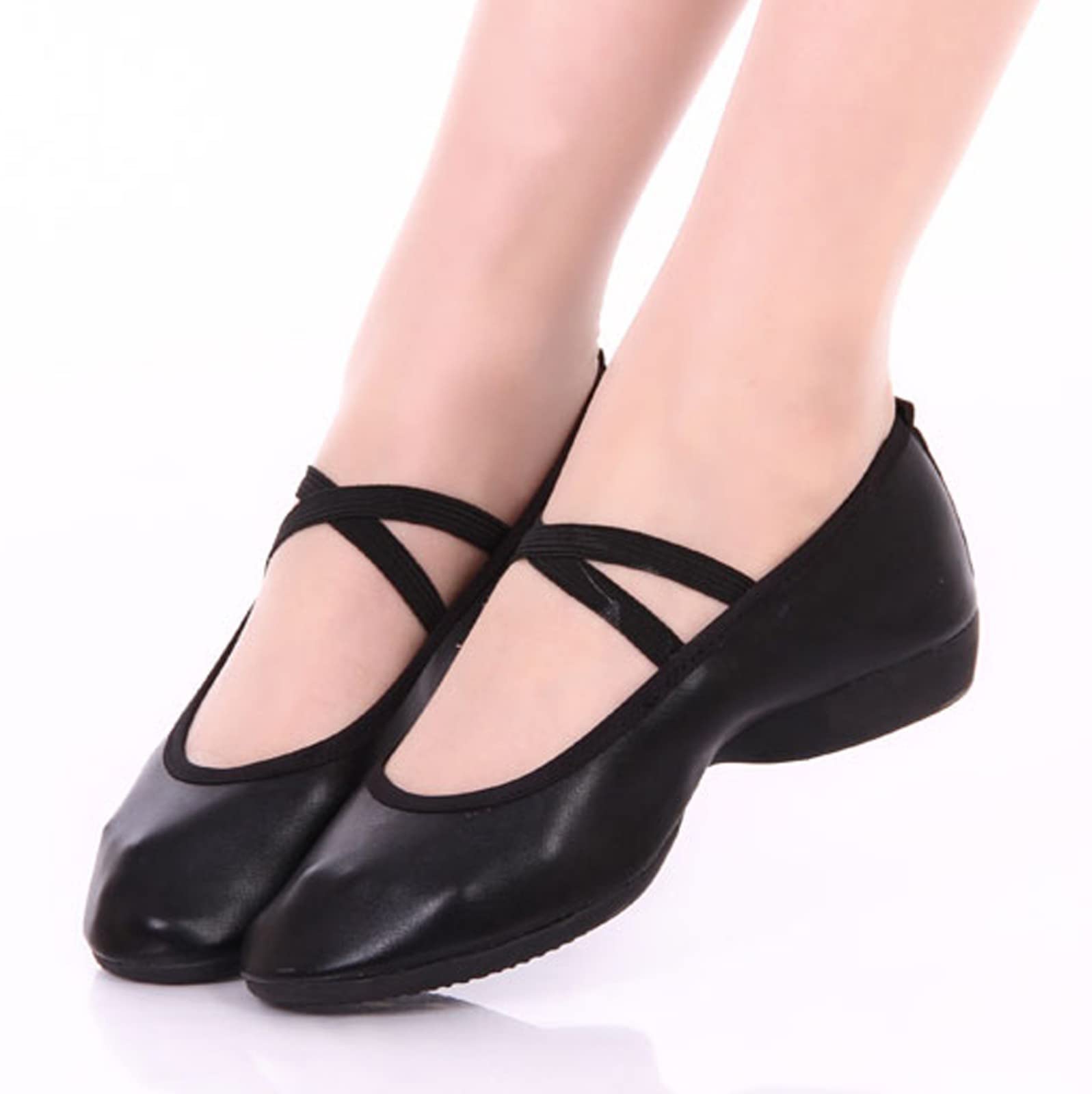 Leisure Women's Summer Soft Sole Solid Color Non Slip Wedges Round Toe Breathable Dancing Shoes Mens Shoes Slip on Black