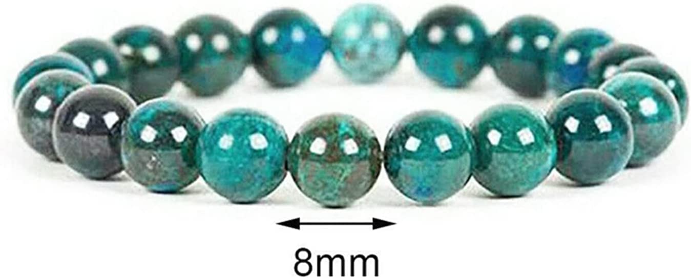 LELEBEAR Ocolla Bracelet, Diabetes Relief Chrysocolla Bracelet, 8mm Round Natural Chrysocolla Gemstone Beads Bracelet (3pcs)