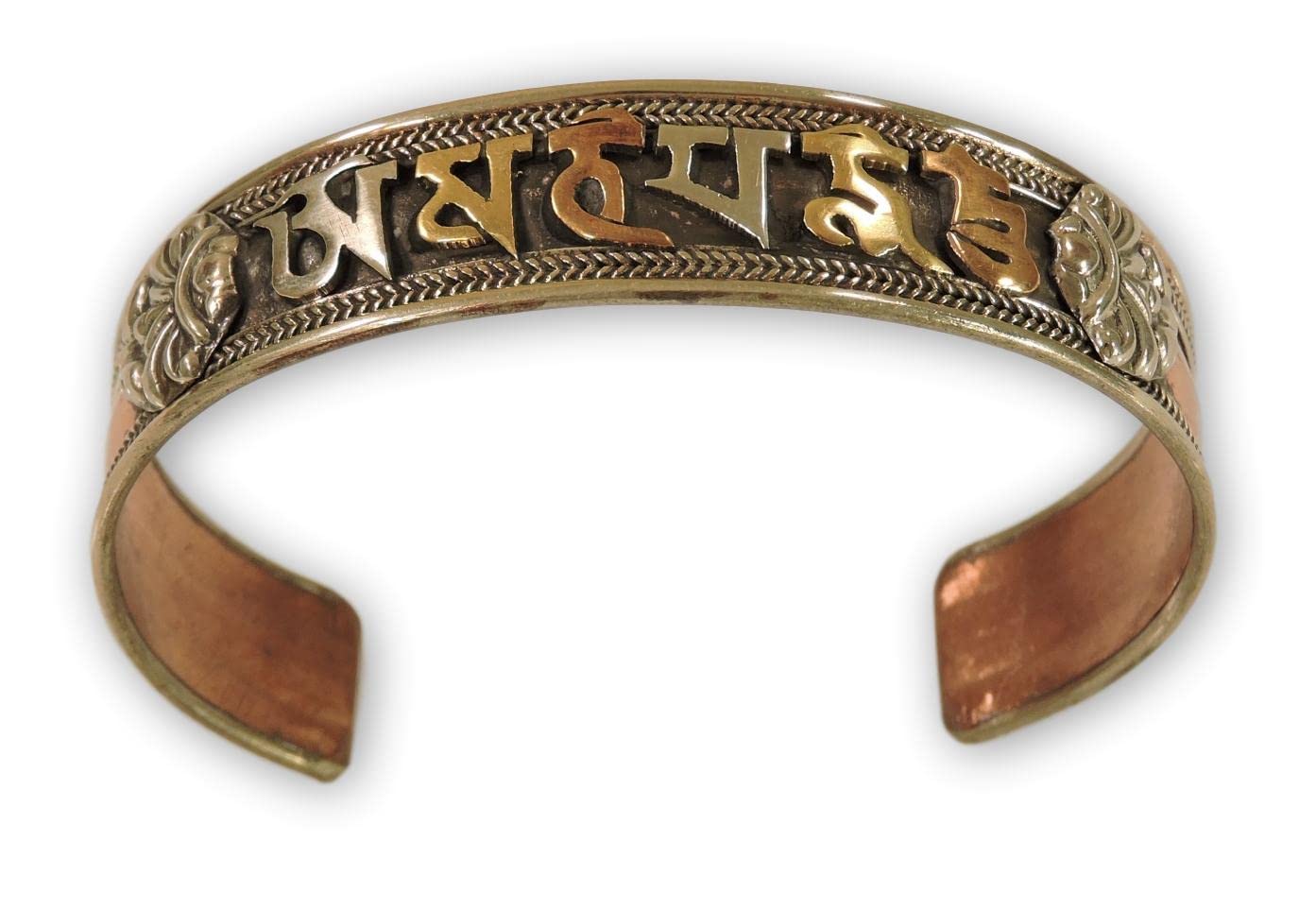 Handmade Tibetan Three Metal Healing Mantra Yoga Bracelet (Om Mani in Tibetan)