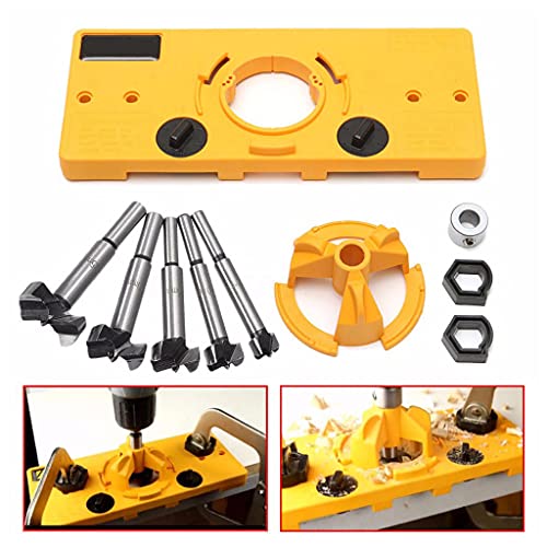 Hinge Drilling Jig 15mm-35mm Hole Opener Positioning Dowel Jig Kit Wood Cutter Jig Guide Sleeve Locator Tool Hinge Hole Opener 15-35mm Doweling Jig Kit Joinery Boring Hole Drill Guide