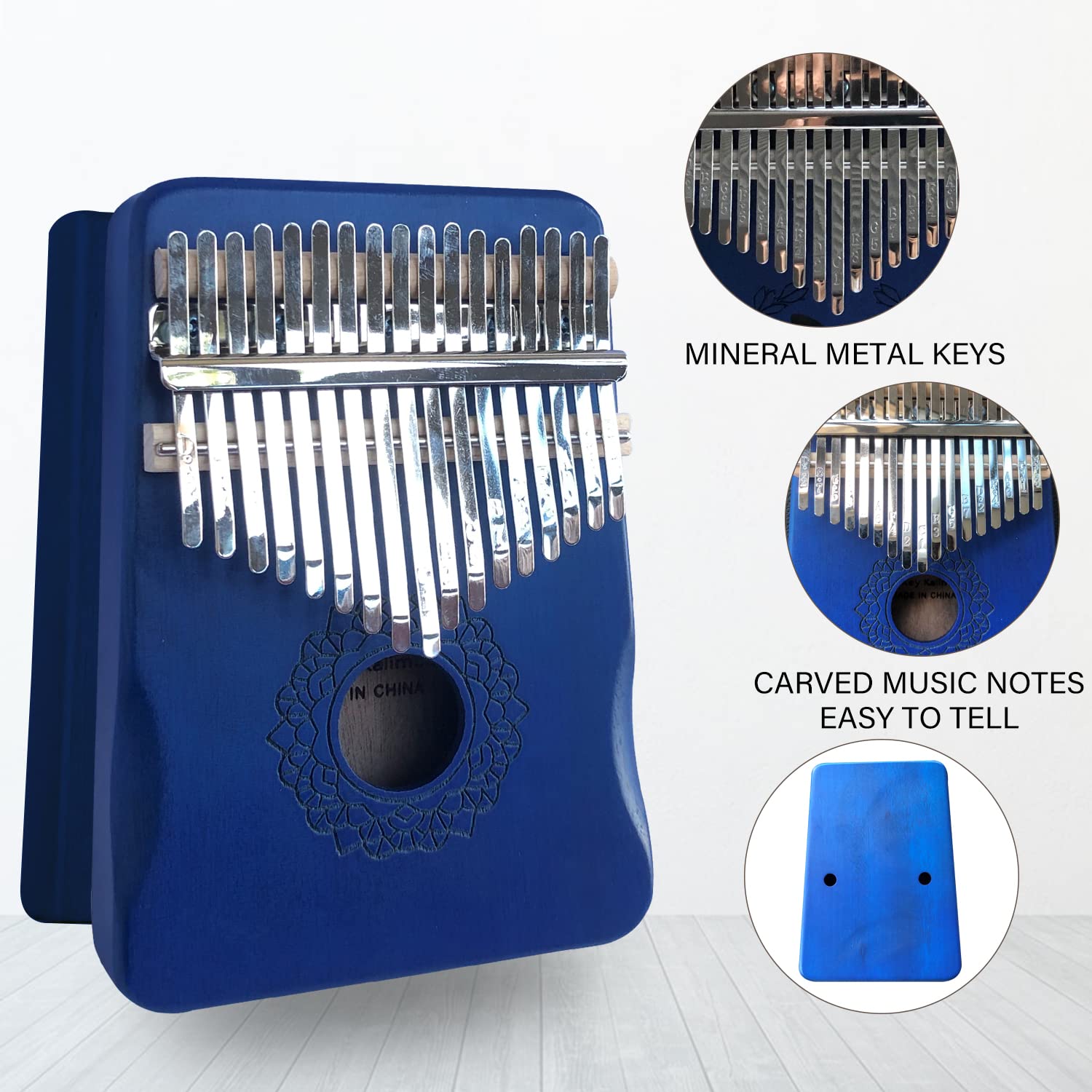 Kalimba 17-Key Thumb Piano-Mbira-Solid Mahogany and Portable Tote Bag and Instruction Manual for Children and Adults, from Beginners to Professionals