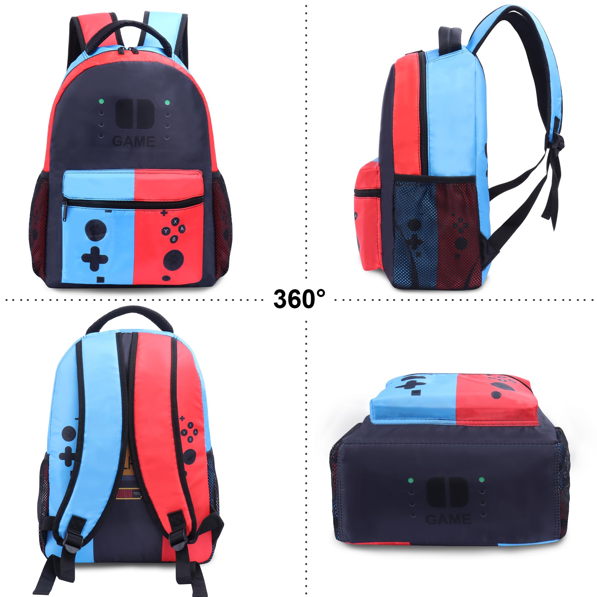 HSELOGI Game Backpack for Boys, Large Capacity Gaming Laptop Backpack, Video Game Daypack SchoolBag Gift for Game Lovers