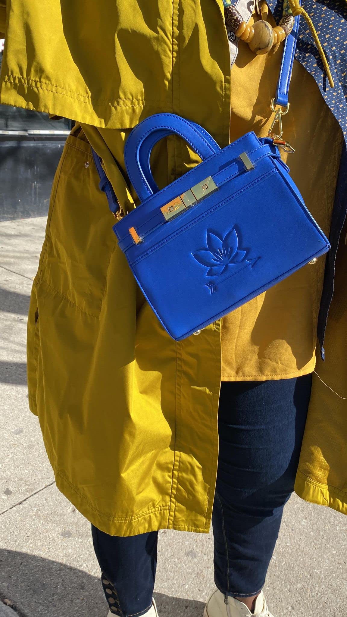 LOTUS NOIR™ - "Nicole Matte Embossed Vegan Leather Sling Purse with Detachable and Adjustable Strap (Blue)