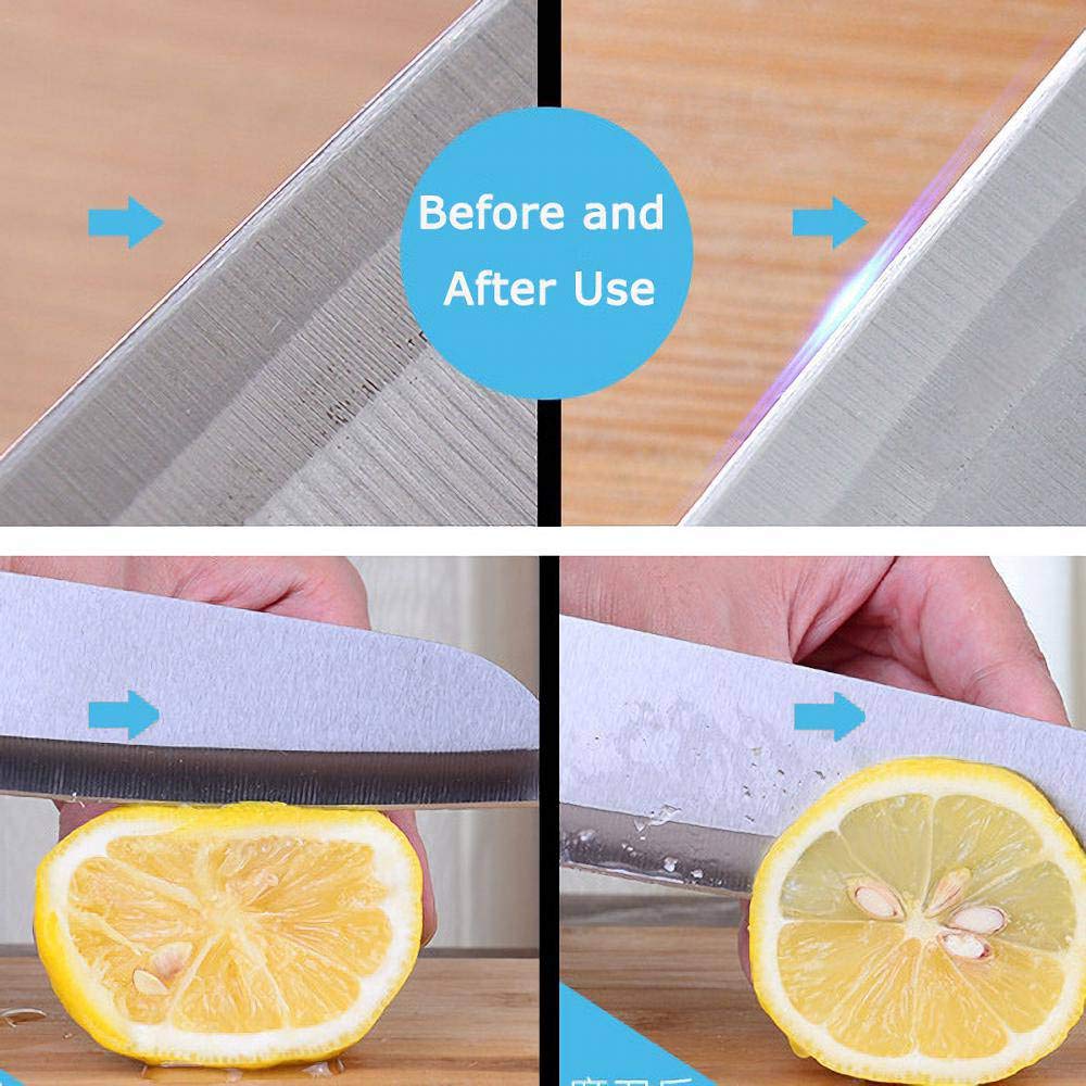 Kitchen Knife Sharpener-Upgraded 4 in 1 Sharp Knives and Scissor Sharpener 4 Stages Professional Manual Sharpening Tool, User-Friendly Handle,Non-Slip Base (Silver)