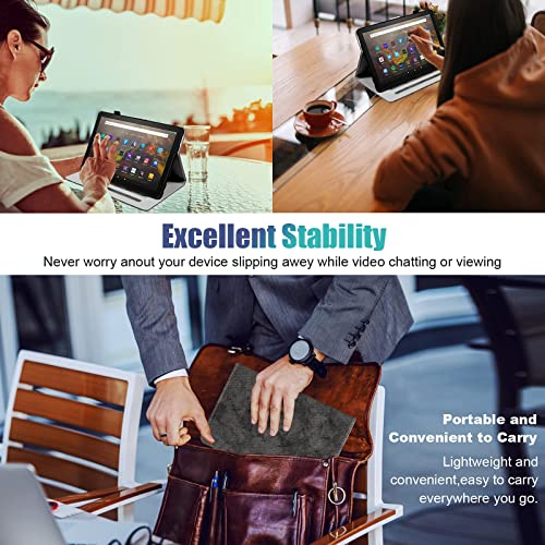 Kindle Fire HD 10 & HD 10 Plus Case(11th Generation,2021 Model Release),Auto Sleep/Wake Multi-Angle Stand Folio Cover for Amazon Tablet with Pocket/Card Slots,Grey
