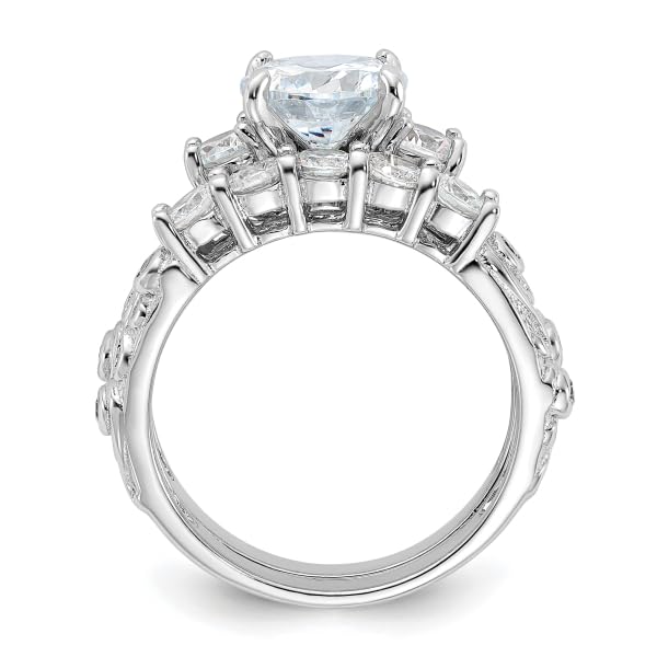 IceCarats 925 Sterling Silver Cubic Zirconia CZ Wedding Band Engagement Ring Bridal Jewelry Set Size 8