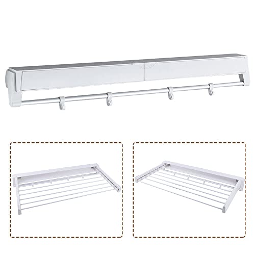XUANIIIL Wall Mounted Drying Rack Clothing for Laundry Foldable, Collapsible Clothes Drying Rack Folding Indoor, Laundry Dryer Hanger Rack with 7 Rods, for Laundry/Bathroom