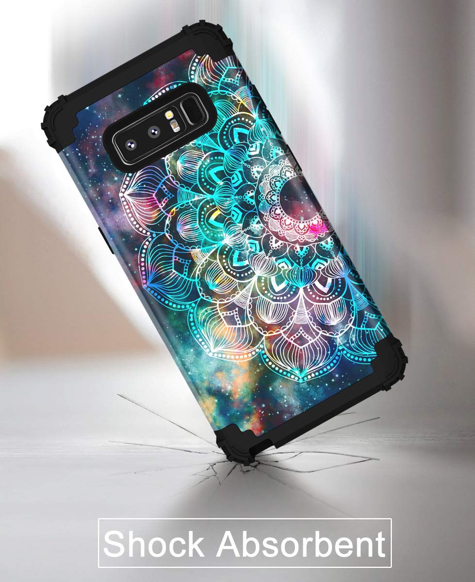 Hocase Galaxy Note 8 Case, Heavy Duty Shockproof Hard Plastic+Silicone Rubber Bumper Dual Layer Protective Case for Samsung Galaxy Note 8 (SM-N950) 2017 - Mandala in Galaxy