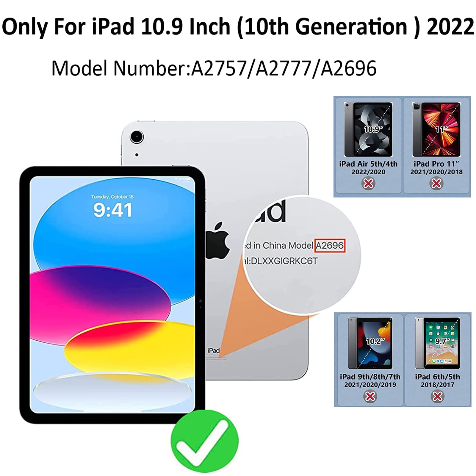 iPad 10th Generation Case 2022 iPad 10.9 Inch Tablet Cover, Viclowlpfe Slim Fit Lightweight Leather Smart Case with Auto Wake/Sleep for iPad 10th Gen 2022, Blue Butterfly