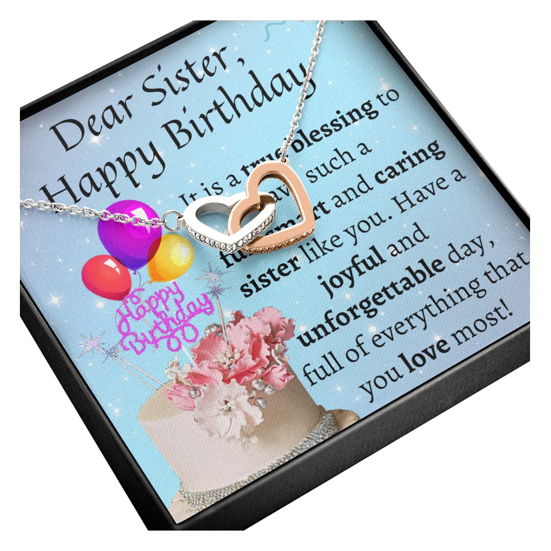 KINDPAW Sister Birthday Gift Necklace From Sister or Brother ā It Is Truly Blessing To Have Such A Fun, Smart And Caring Sister Like You (Interlocking Heart)