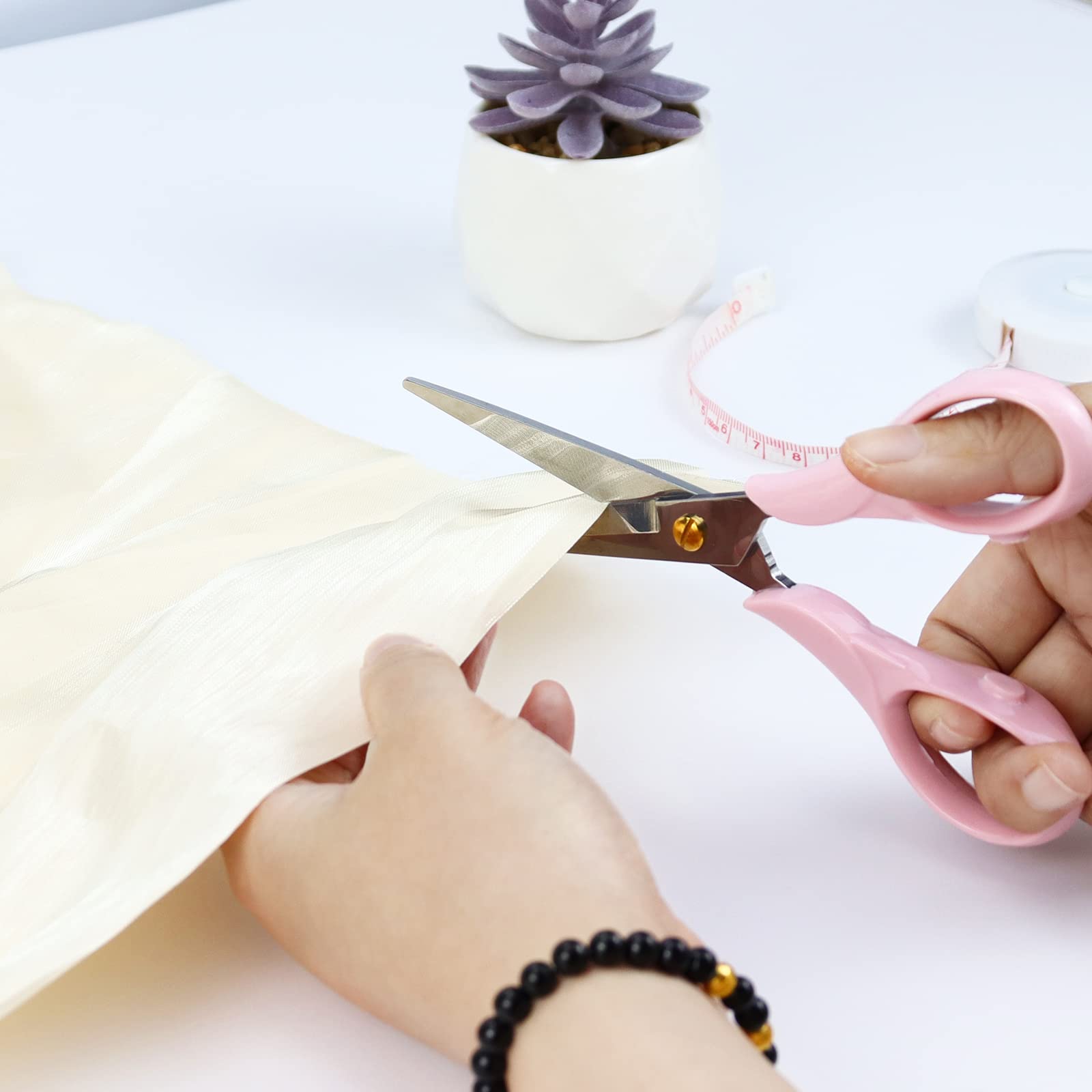 Koqye Multipurpose Stylish Pink Scissors, Stainless Steel Scissors with Acrylic Handle Stationery Paper Cutting Tool for Office, Home, School (Pink)
