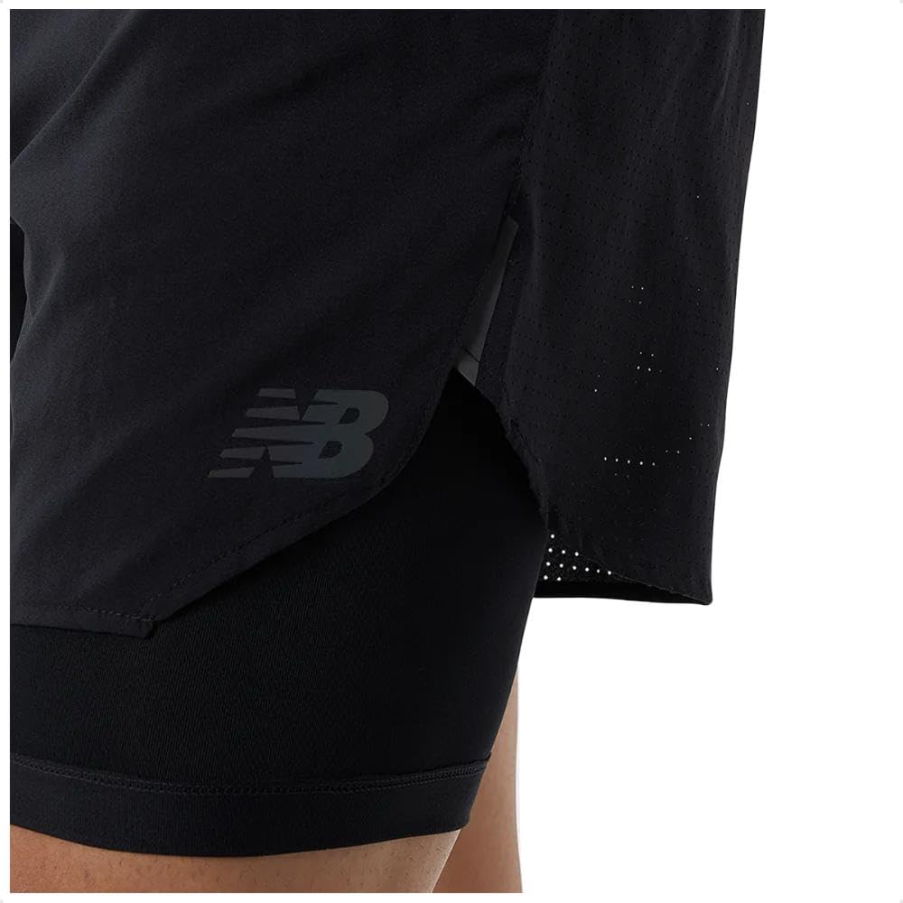 New Balance Men's Q Speed 2 in 1 5 Inch Short 22, Black, Medium