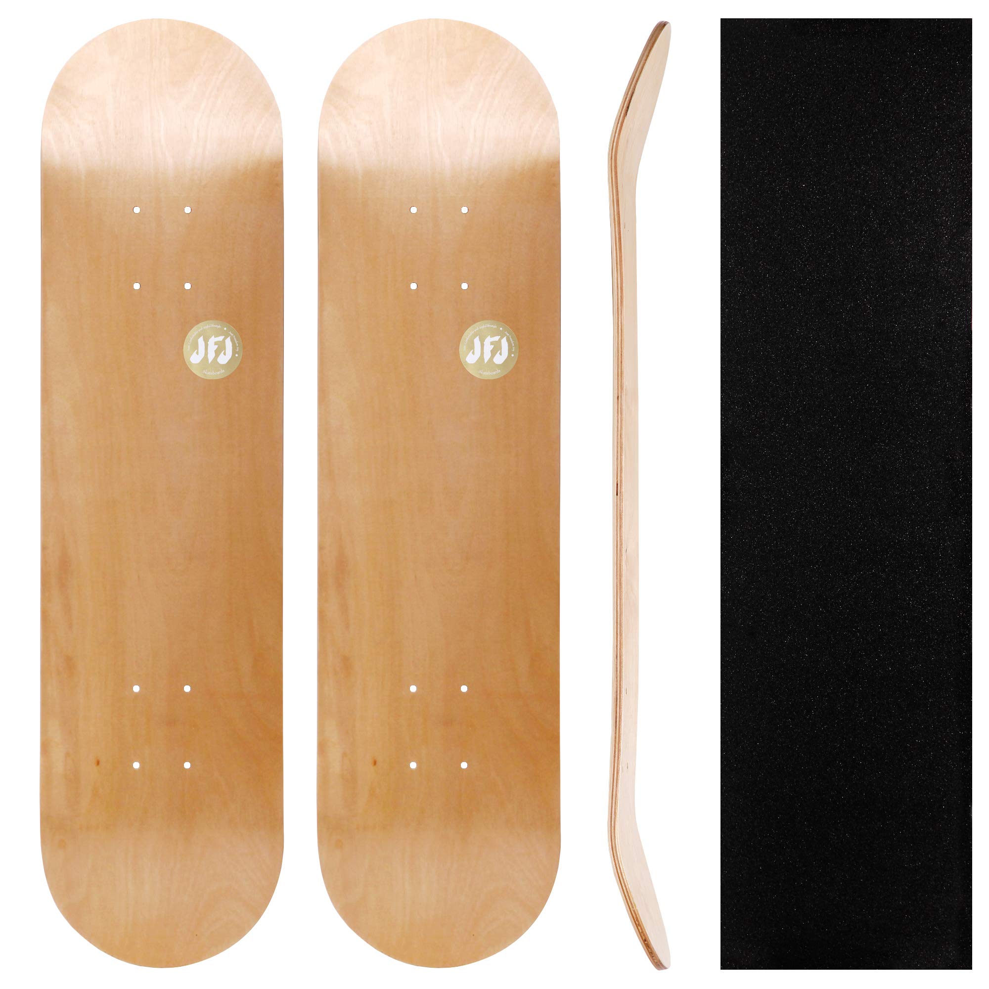 JFJ Maple Skateboard Decks Double Tail Skateboard Light Decks Free Skateboard Grip Tape (Wood, 2 PCS)