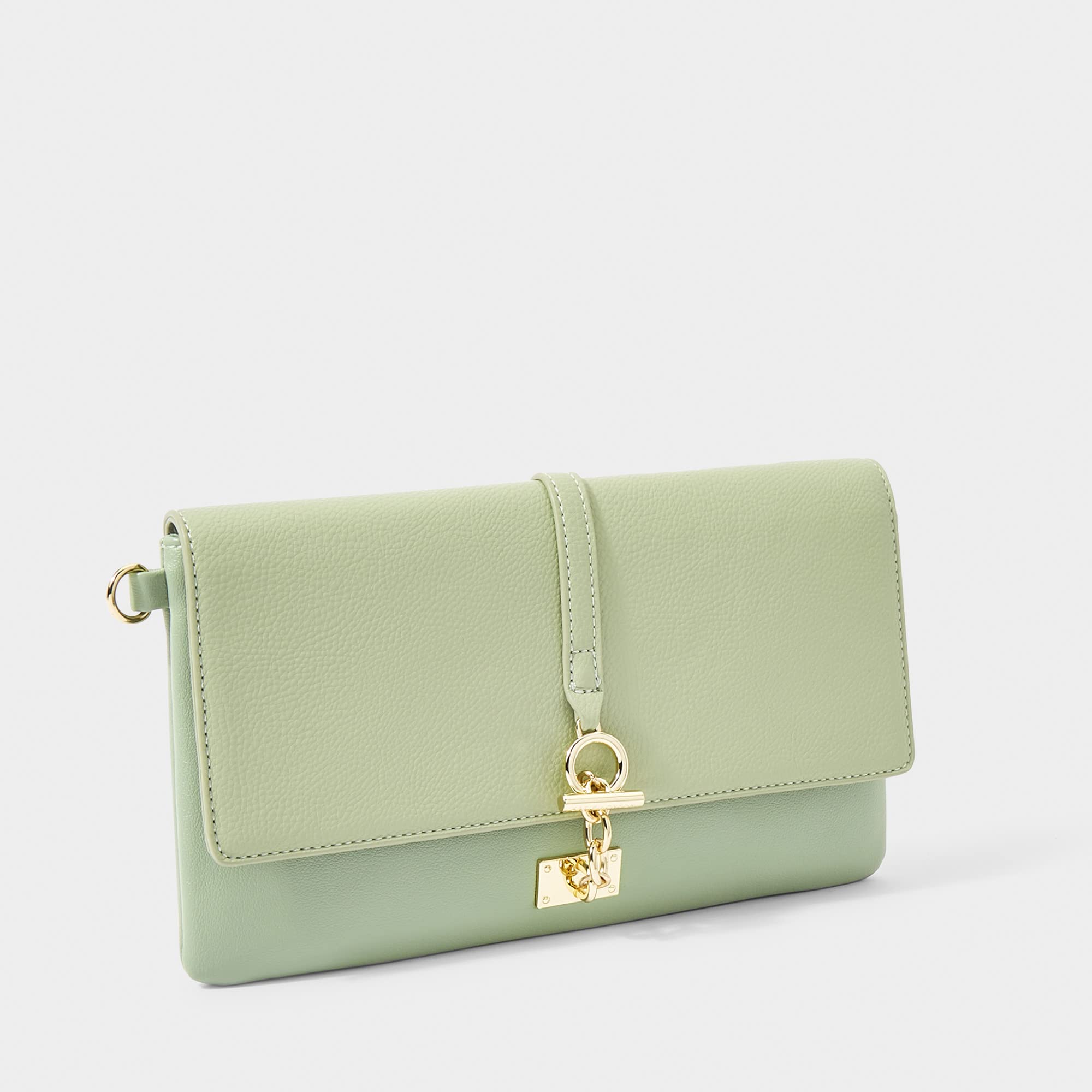 KATIE LOXTON Naomi Womens Convertible Vegan Leather Adjustable Strap Crossbody Handbag Satchel Purse Off White