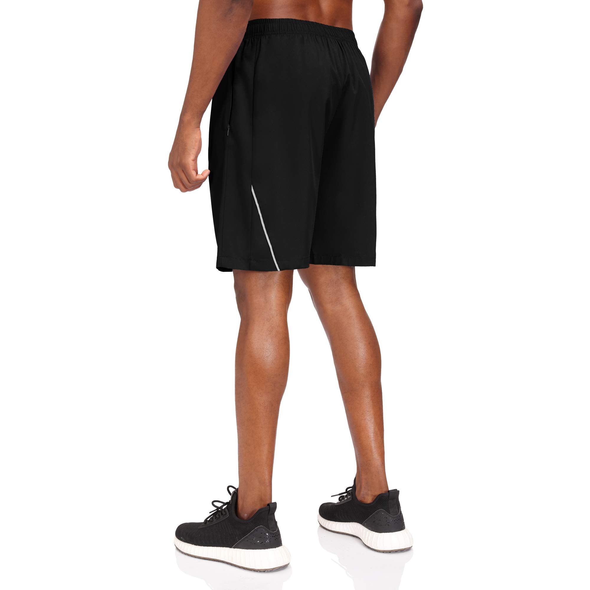 HMIYA Men's Sports Shorts Quick Dry with Zip Pockets for Workout Running Training(Black, XL)
