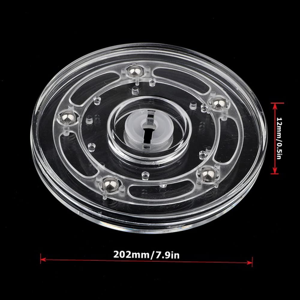 Kepfire 8 inch Acrylic Lazy Susan Turntable Clear Organizer Bearing Revolving Display Base Kitchen Pantry Cabinet Decorating Spice Cake Rack