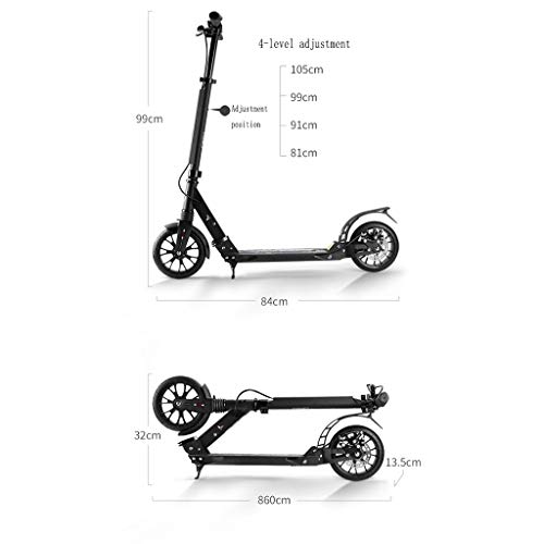 Kick Scooter, Scooter, Foldable Adult Youth Two-Wheeled Scooter, 2 20CM PU Wheels, Comfortable Double Shock-Absorbing Safety Double Brake (Non-Electric)