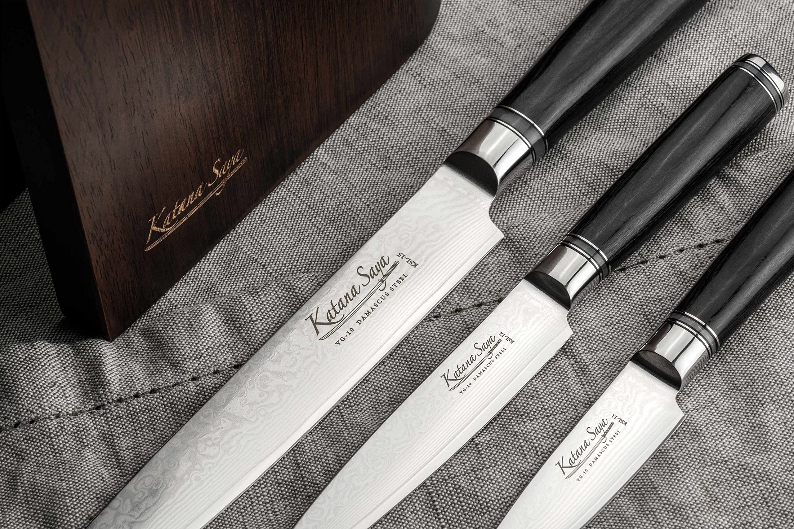 Katana Saya 18cm Carving Fork, VG-10 Damascus Steel, Pakkawood Handle