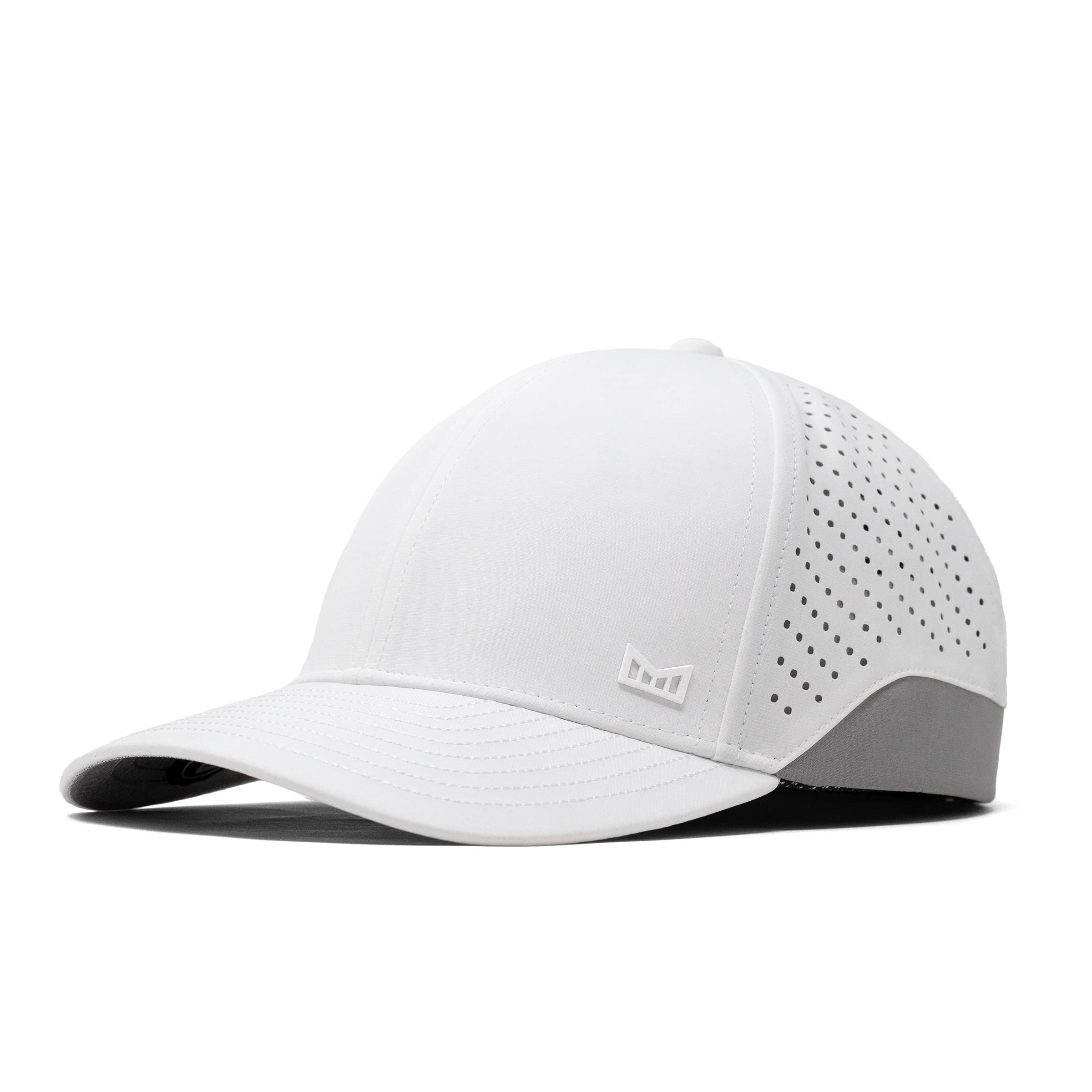 melin MFLX Hydro, Performance Fitted Hat, Water-Resistant Baseball Cap for Men & Women, White/Grey