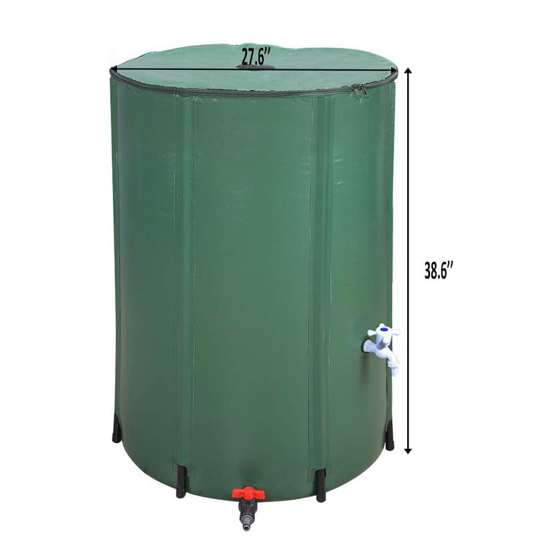 HOMJESTIC 100 Gallon Foldable Rain Barrel, Collapsible Tank Water Storage Container Water Collector with Spigot Filter