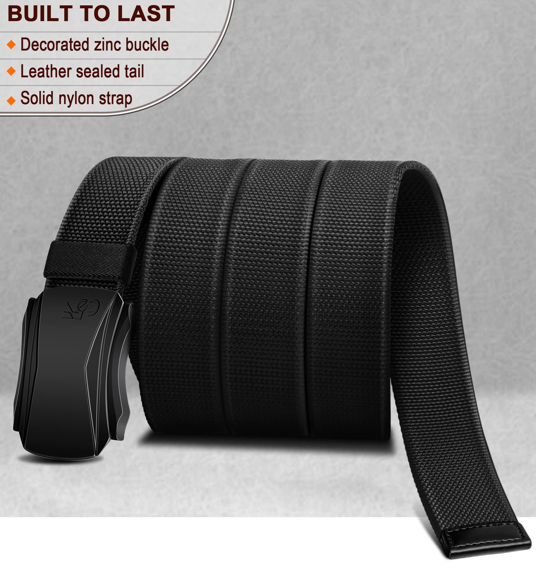 KEMISANT Mens Belt, Military Tactical Stretch Web Nylon Belt For Gift Men Hiking Hunting 1.5",Cut For Fit(Black,30"-34" Waist Adjustable)