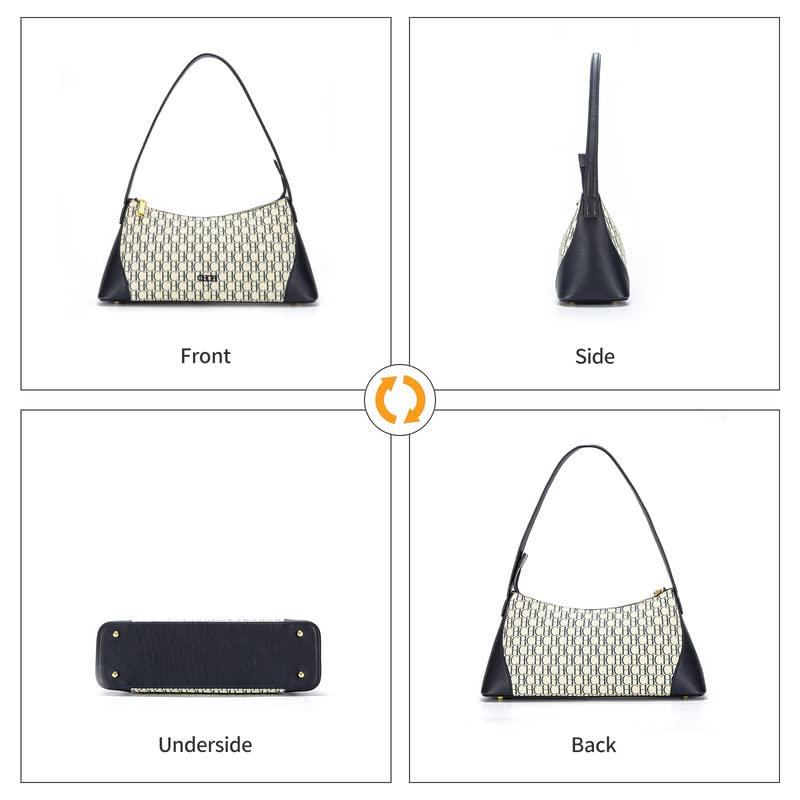 MWTS CHCH Letter printed women's shoulder bag convex bag square bag (Black)