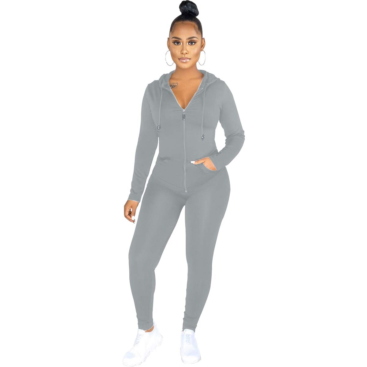 LINLIS Two Pieces Outfits for Women Jogger Sets Sweatsuit Long Sleeve Tights Long Pants Sport Suits Tracksuits With Pocket