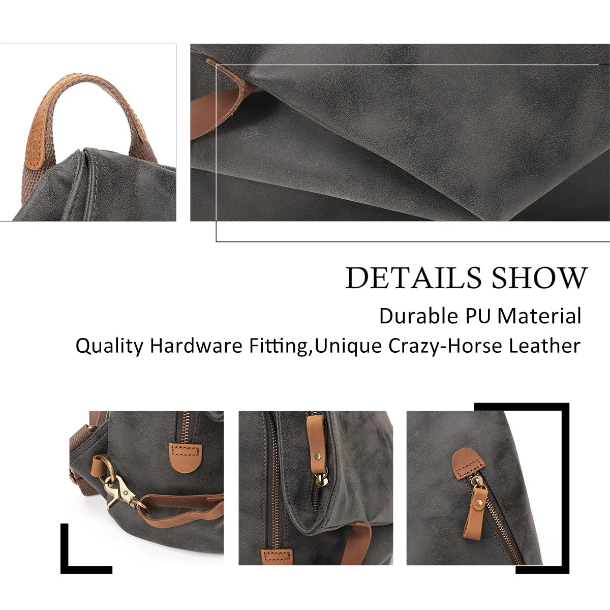KL928 PU Leather Vintage Backpack β Large Casual Daypack Outdoor Travel Rucksack Hiking Backpacks for Men Women