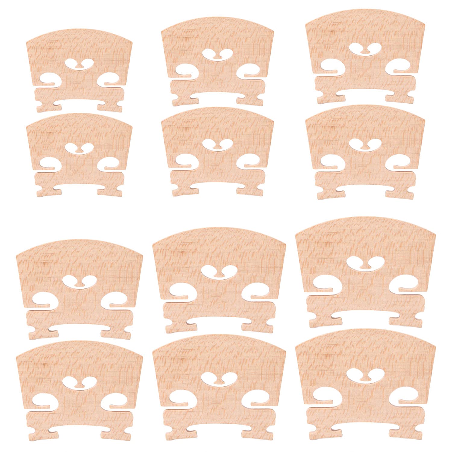 Jiayouy 12 pcs Fitted Violin Maple Bridge for 4/4 3/4 1/2 1/4 1/8 1/16 Violin Replacements Parts