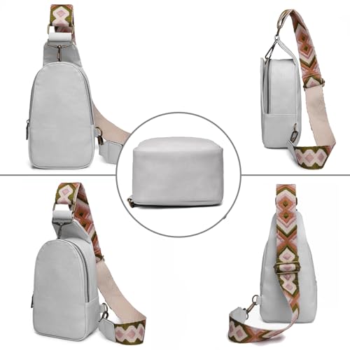 WeoTca Sling Bag for Women Crossbody Bags Multipurpose Chest Bags PU Leather Satchel (white