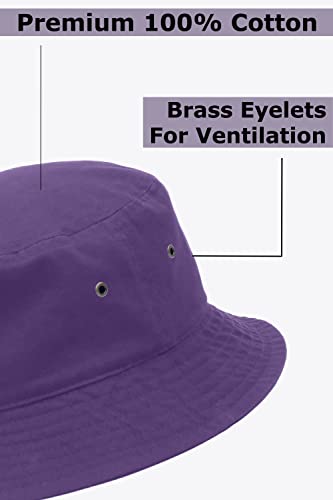 Utmost Bucket Hat 100% Cotton & Denim Lightweight Packable Outdoor Summer Beach Fishing Sun Hat(L/XL, 1pc Purple)