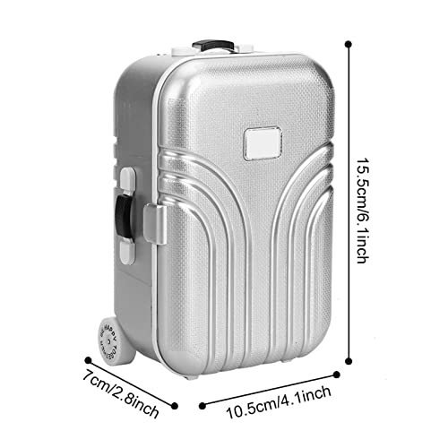 Wakects Doll Suitcase, Mini Dolls Travel Suitcase Baby Suitcase Toy, Mini Luggage Box Rolling Suitcase for Doll, Kids(Silver)