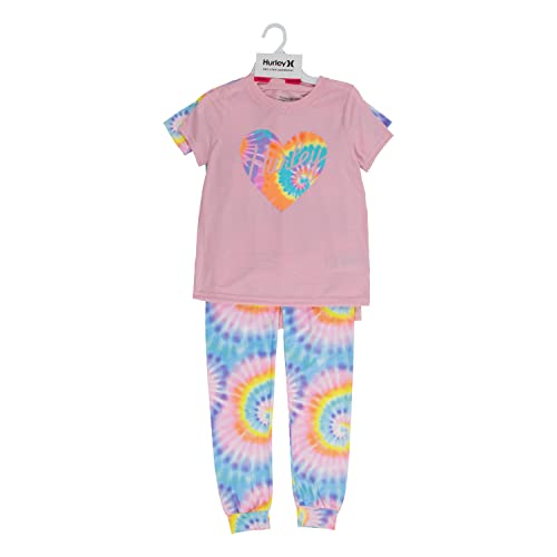 Hurley Girls' Pajama Set, Pink/Tie Dye, 10