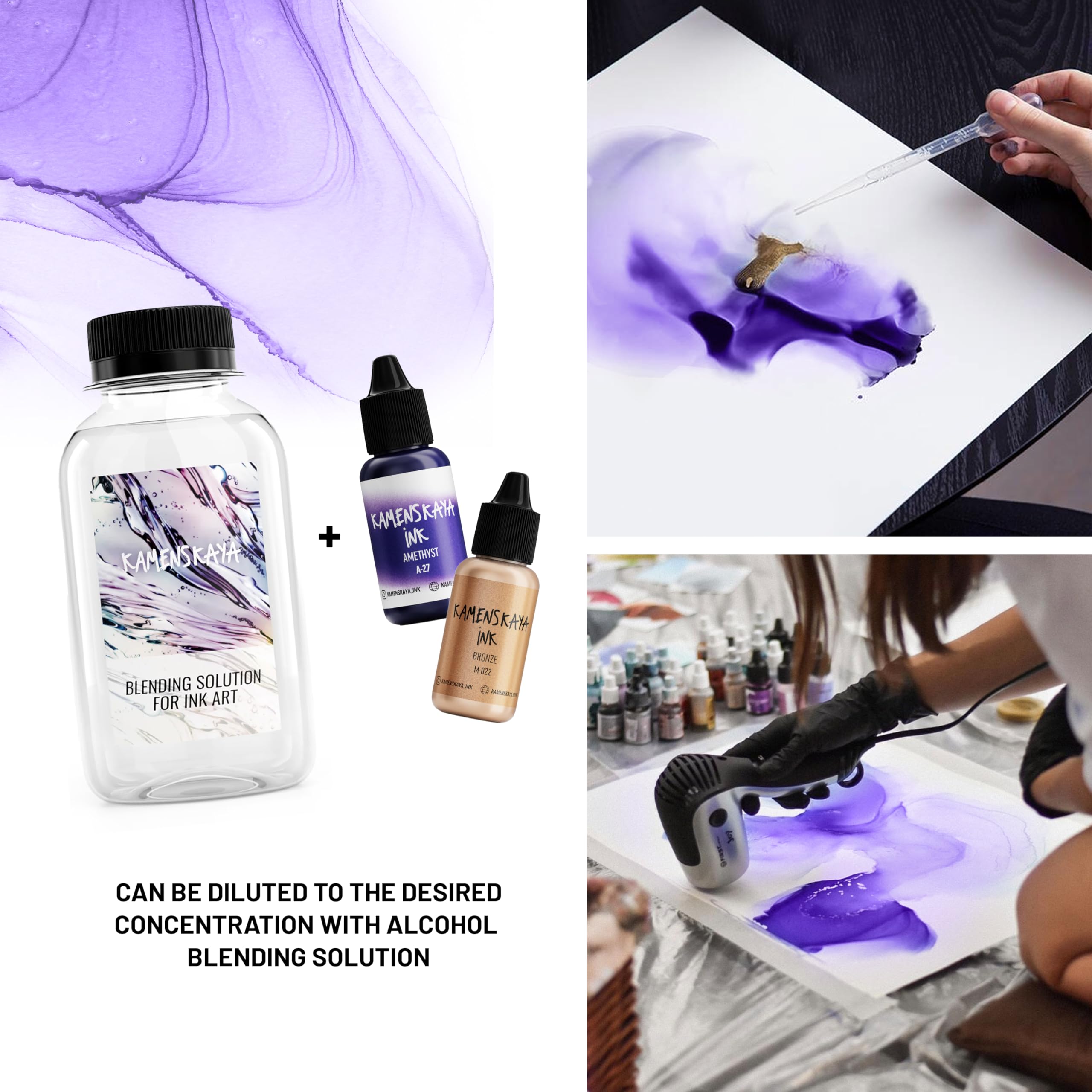 KAMENSKAYA Metallic Alcohol Ink Set: Gold Alcohol Ink, Silver Alcohol Ink, Bronze Alcohol Ink, 0.51 fl oz (15 ml) Each