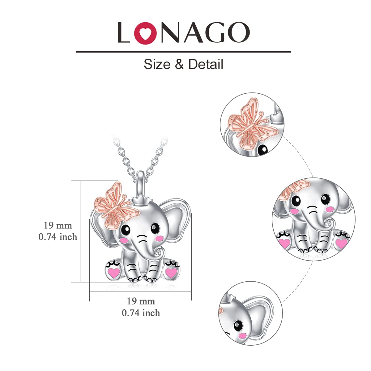 Lucky Elephant Cremation Butterfly Urn Necklace for Ashes 925 Sterling Silver Human Fur Keepsake Memorial Locket Holder Jewelry Gift for Women