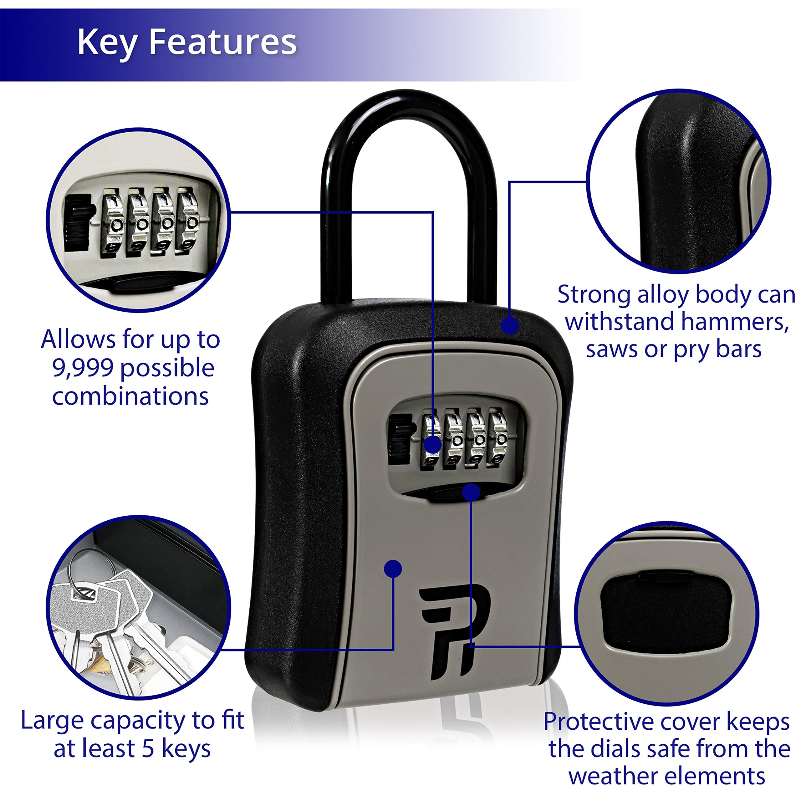 Key Lock Box for Outside - Realtor Lockbox for House Keys Outdoor - Combination Key Hiders to Hide a Key Safe Storage