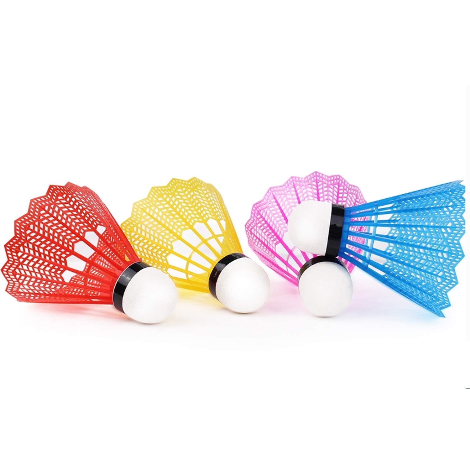 KUNHEHO Badminton Shuttlecocks 12 Pack Plastic Nylon Shuttles Indoor Outdoor Playing Badminton Birdies Random Color