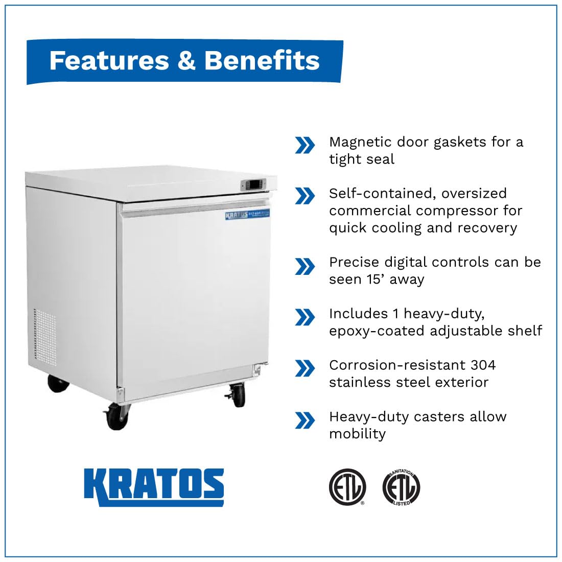 Kratos Refrigeration 69K-767 Commercial 29" W Undercounter Refrigerator, 1 Door