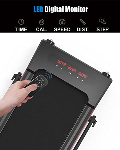 Walking Pad Treadmill Under Desk, 2 in 1 Folidable Treadmills Walking Machine, Portable Electric Treadmill, Desk Treadmill Compact Electric Running Jogging for Home Office with Remote Control, Black