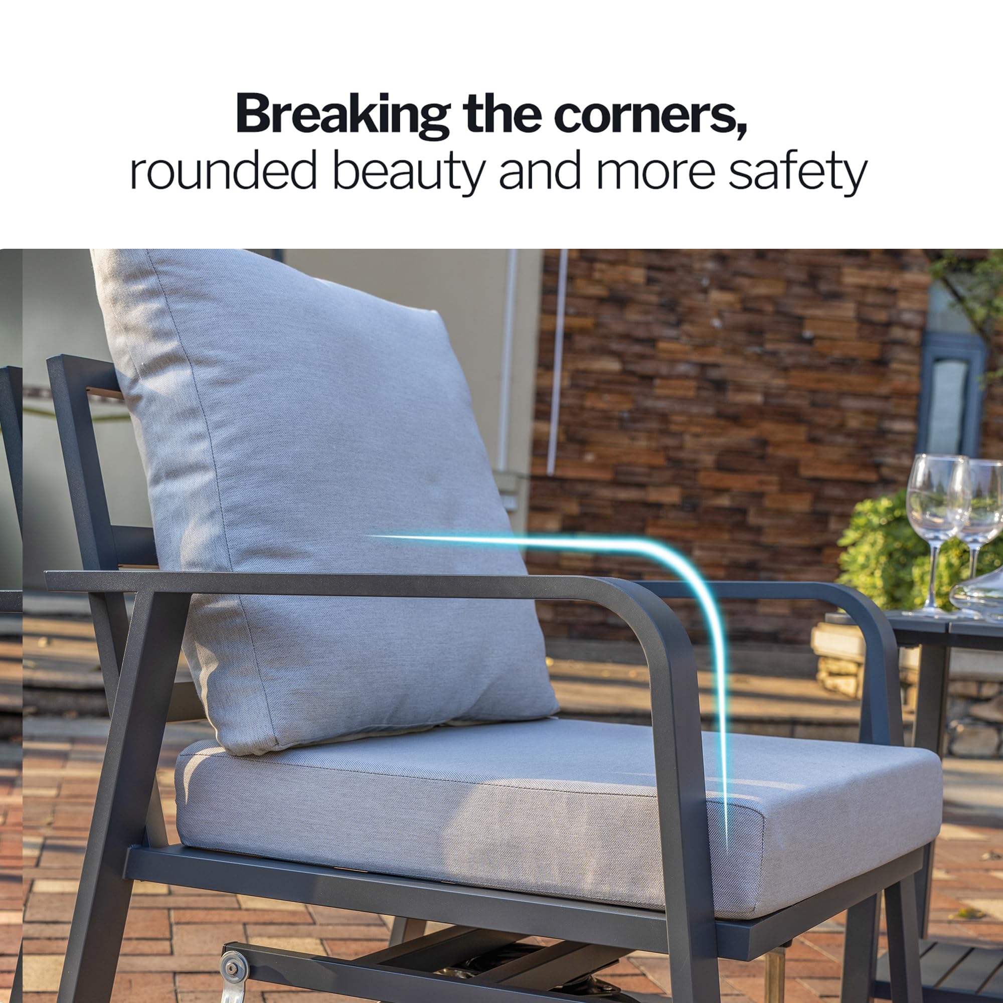SUGOLD Aluminum Outdoor Swivel Rocking Chairs 2 Piece Set,Swivel Patio Chairs for Porch Deck Balcony Garden (Silver Gray)