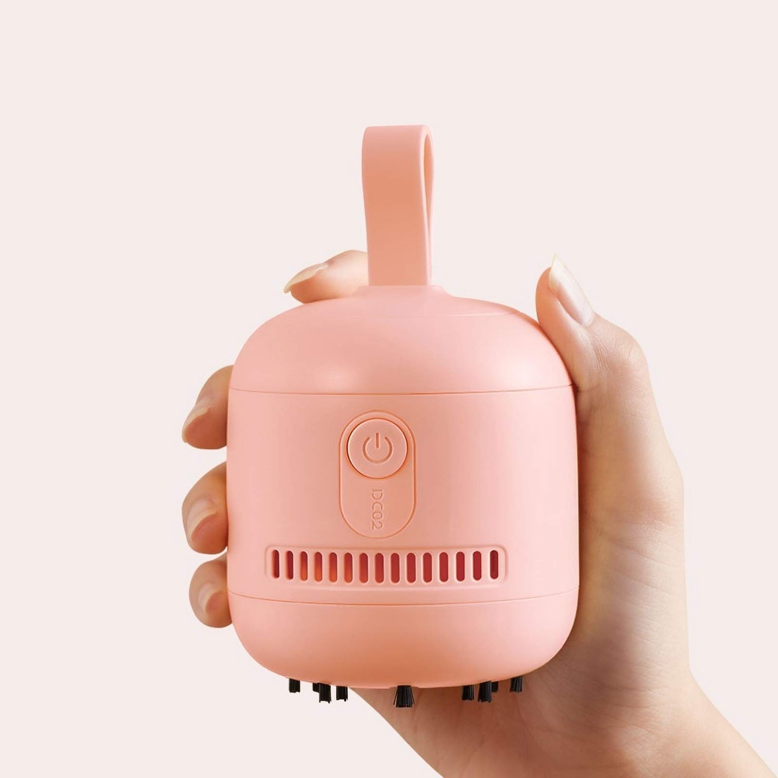 JISULIFE Mini Desk Vacuum Cleaner, Portable Table High Suction Vacuum, Desktop Cordless Vacuum with 2 AA Batteries up to 400 mins, Small Tabletop Vacuum for Home, Office, School - Pink