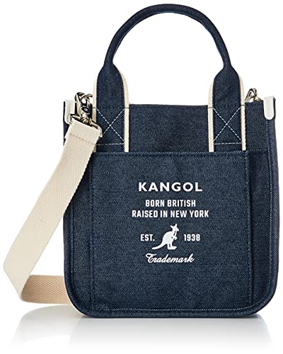 Kangol Tote Bag, Thick Cotton Canvas, 2-Way, Shoulder Bag, Square Type, M, Navy (Dim)