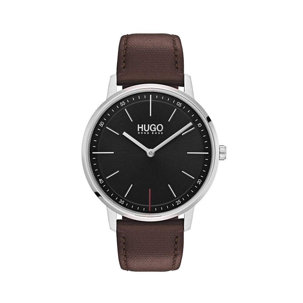 HUGO #Exist Unisex Quartz Stainless Steel and Strap Business Watch, Color: Brown (Model: 1520014)