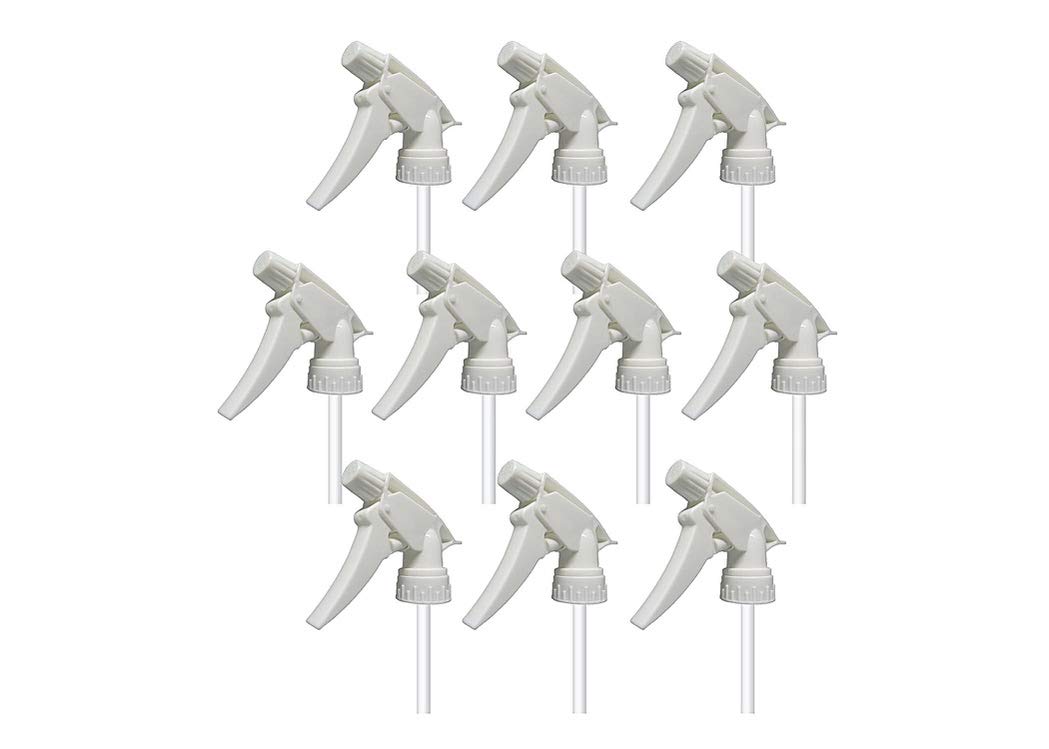 KJS 10 Pieces Trigger Pump Multi-Purpose Mist Stream Sprayer Nozzles Standard Fit 28/400 Black or White (White)