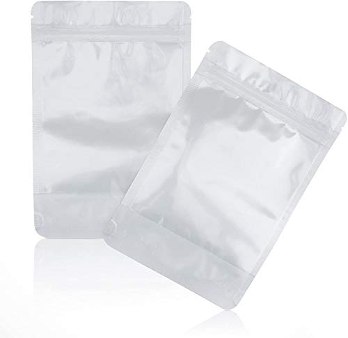 ZAYALI Stand Up Pouch Bags, 5" x 8", Heavy Duty, 100 Pack, Clear Front with Aluminum Foil Back - Resealable Ziplock and Heat Sealable for Food Storageā¦