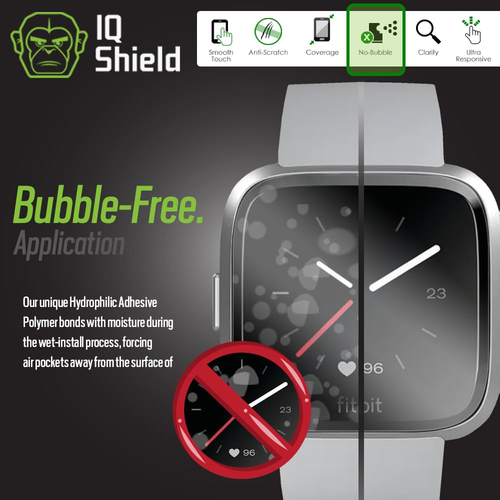 IQShield Screen Protector Compatible with Fitbit Versa 2 (6-Pack) Anti-Bubble Clear TPU Film